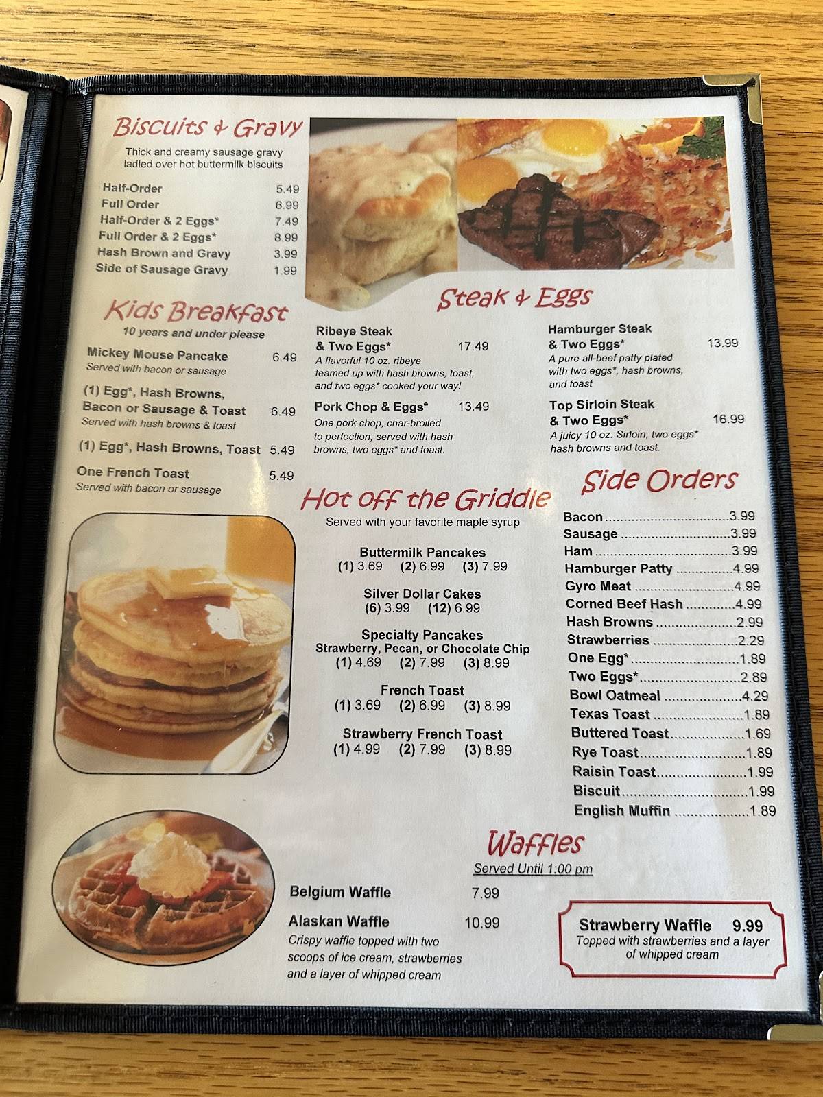 Menu at Diner 54 restaurant, Mexico
