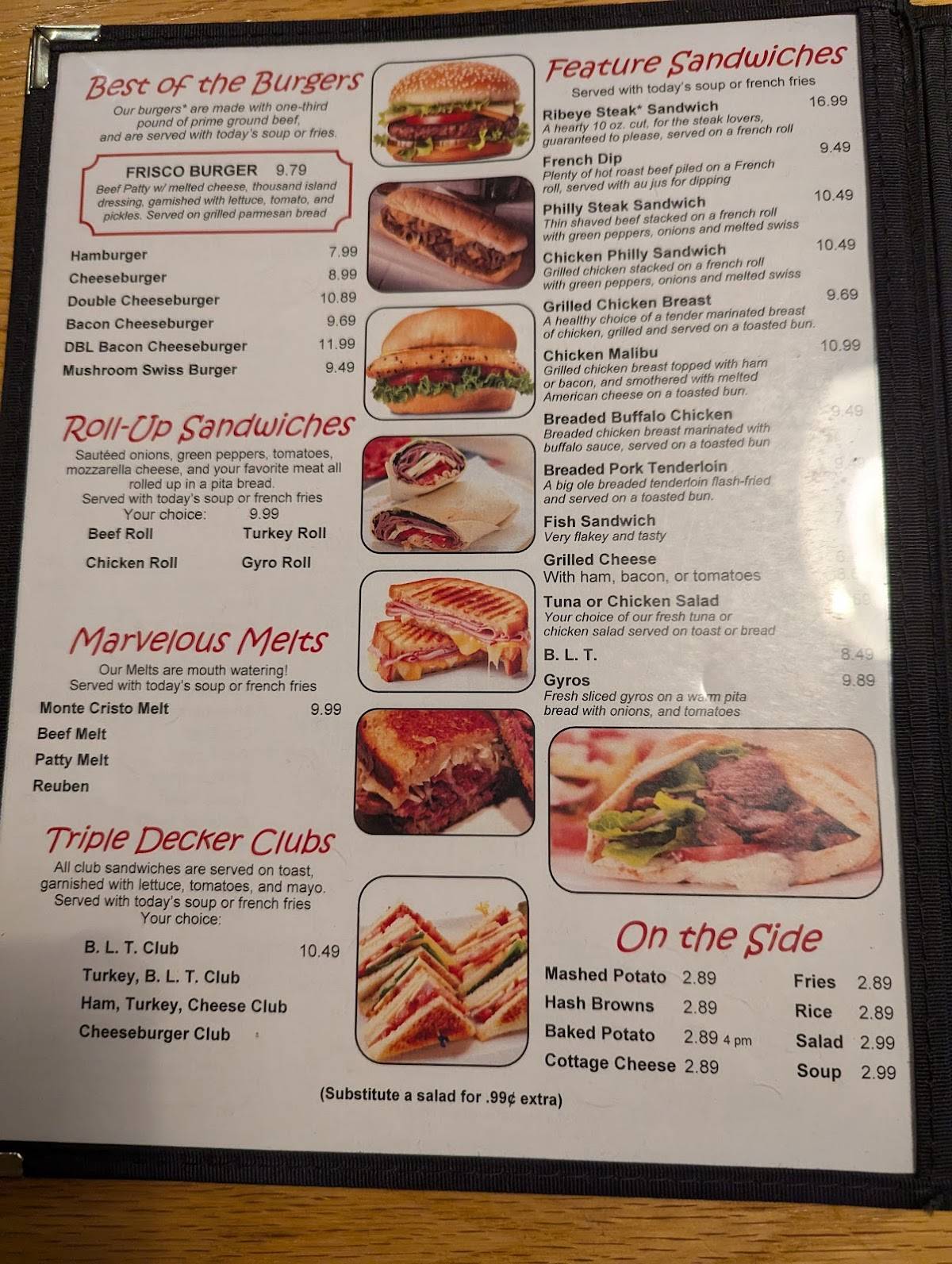 Menu at Diner 54 restaurant, Mexico