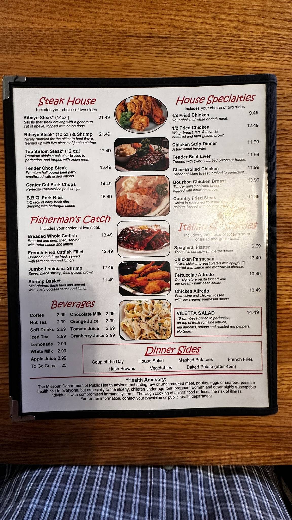 Menu at Diner 54 restaurant, Mexico