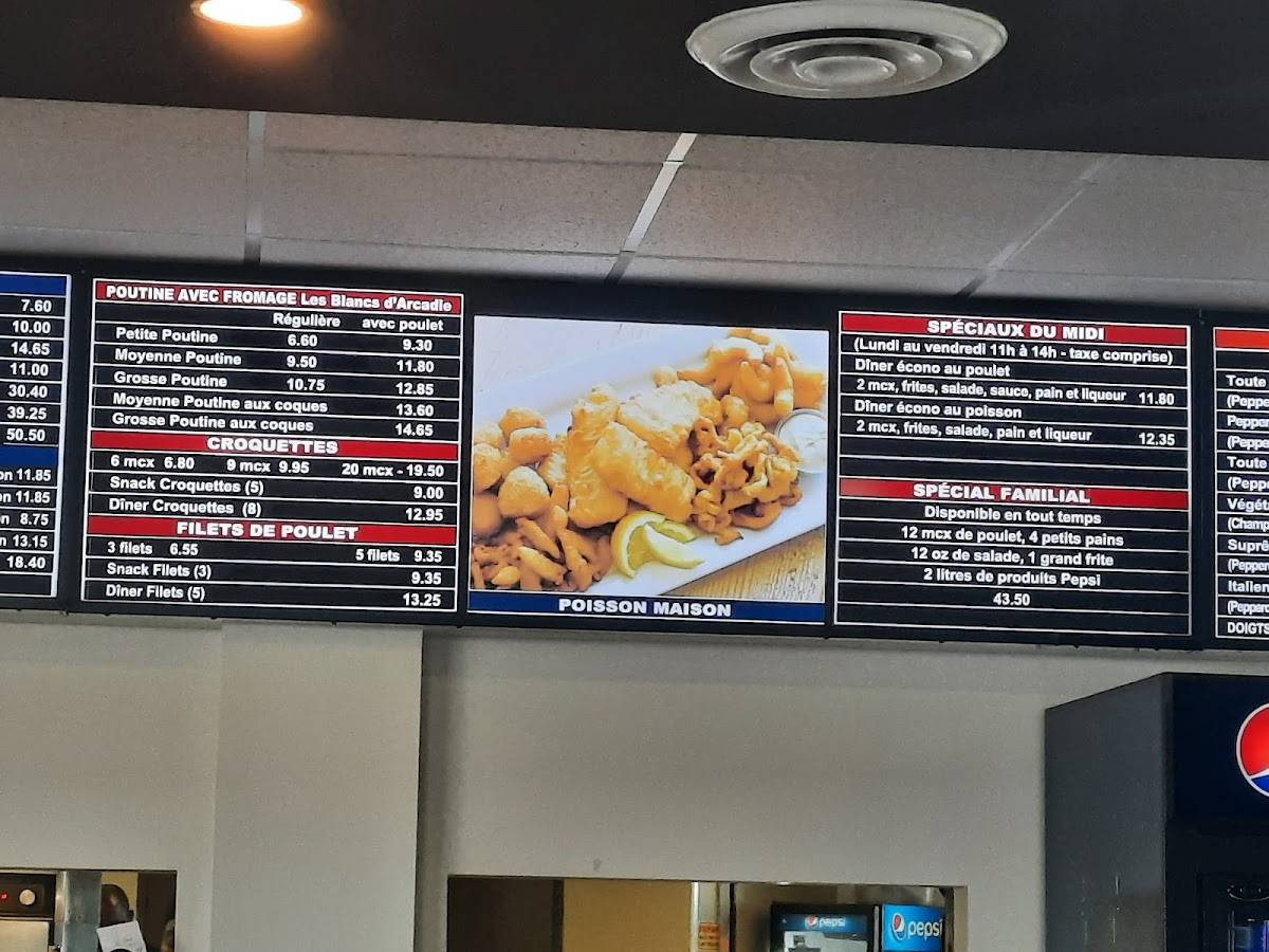 Menu at Dixie Lee restaurant, Caraquet