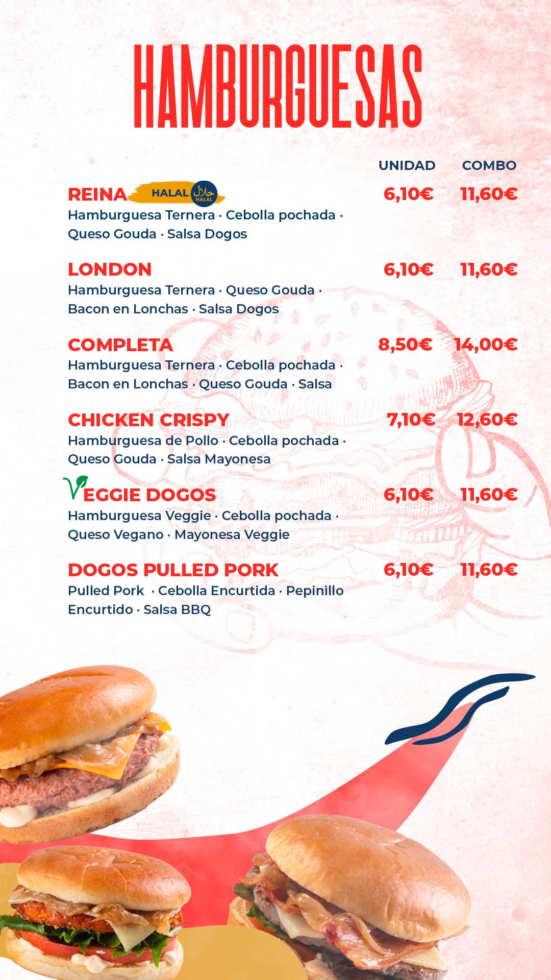 Menu at Dogos Salou restaurant, Salou