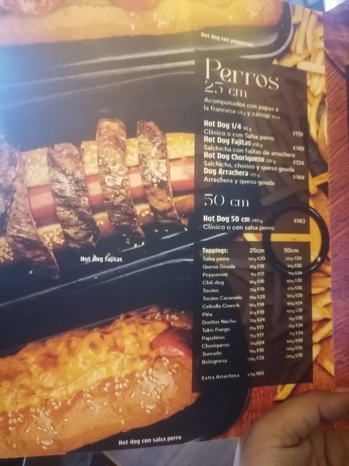 Carta del pub y bar Perros y Burros Cosmopol, San Francisco Coacalco