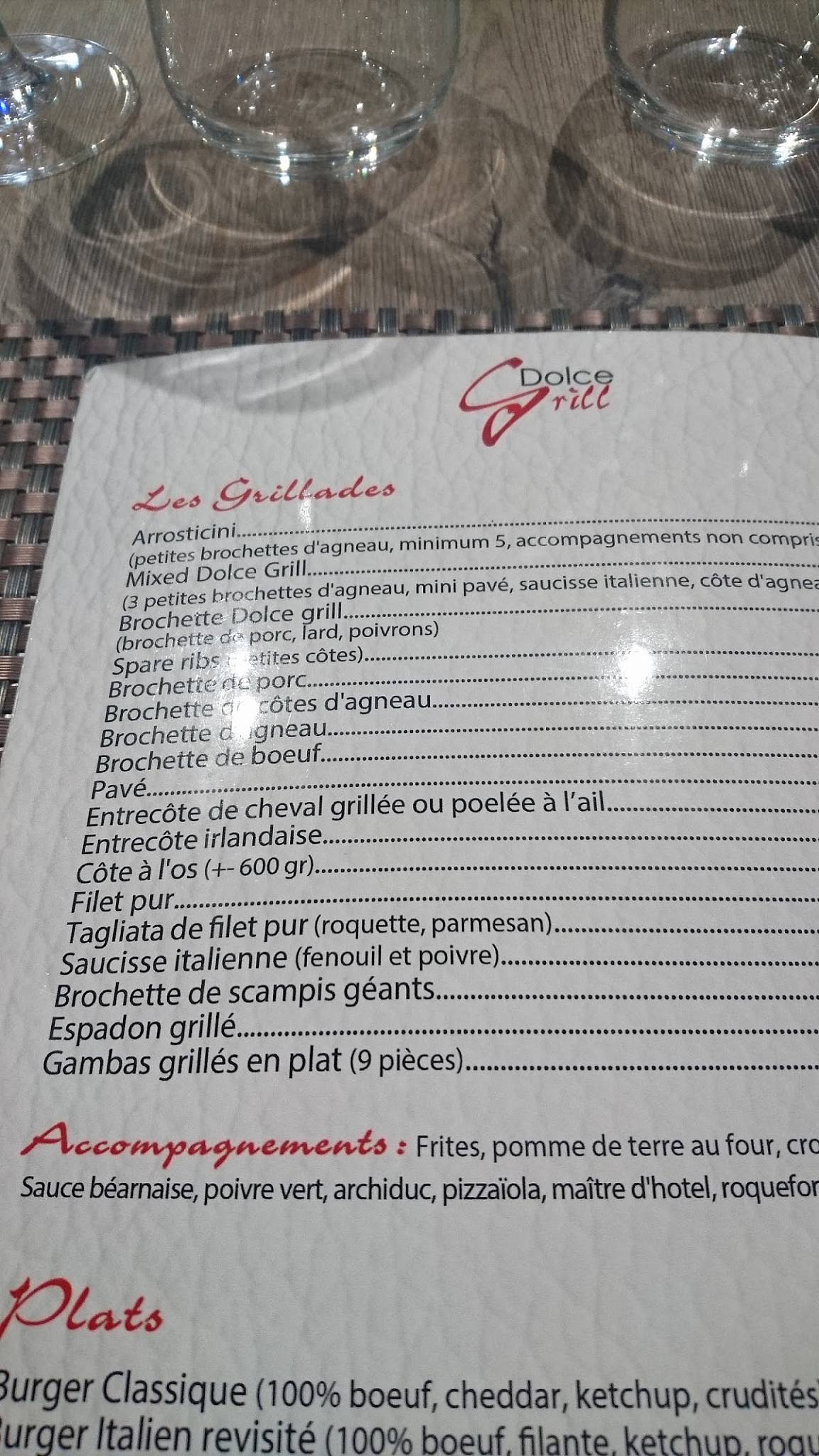 Menu au DOLCE GRILL FRAMERIES-MONS, Frameries