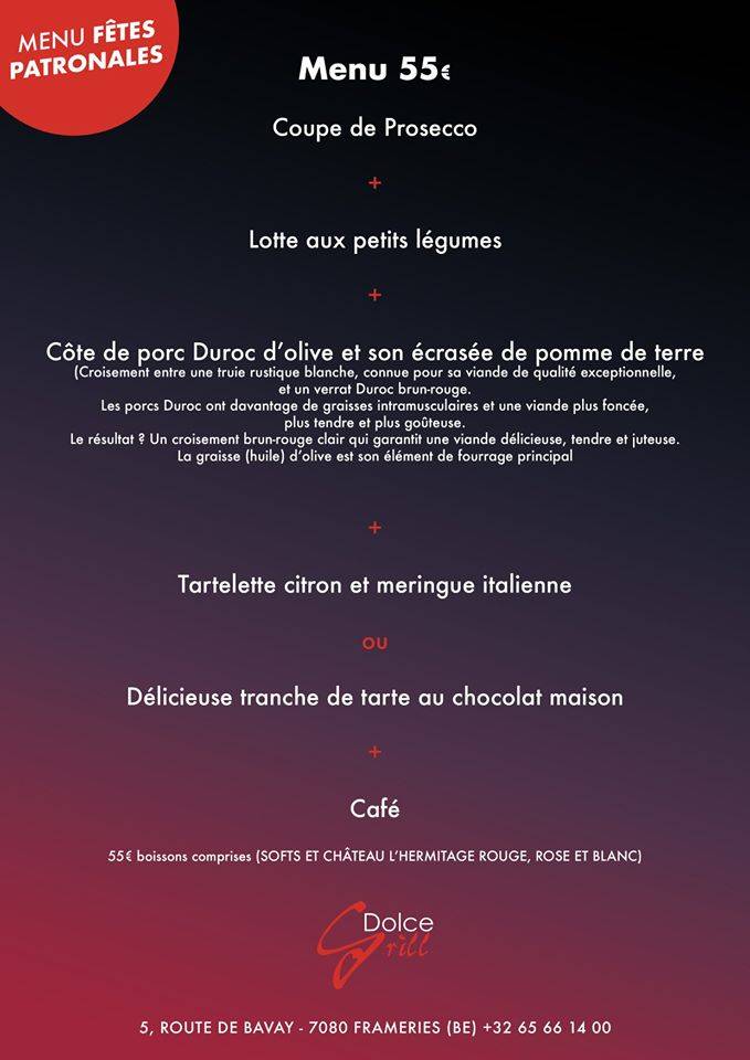 Menu au DOLCE GRILL FRAMERIES-MONS, Frameries