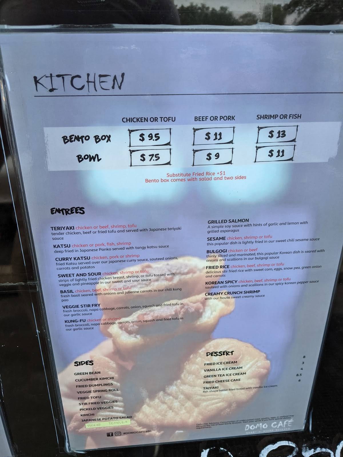 Menu at Domo Café restaurant, Fort Walton Beach, Hurlburt Rd