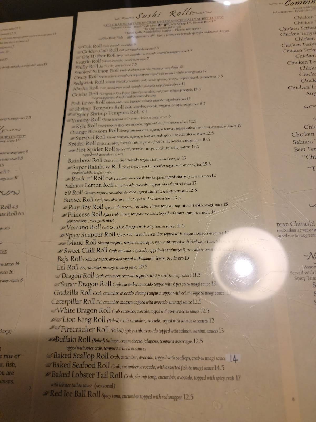Menu at Domo Sushi Gig Harbor restaurant, Gig Harbor