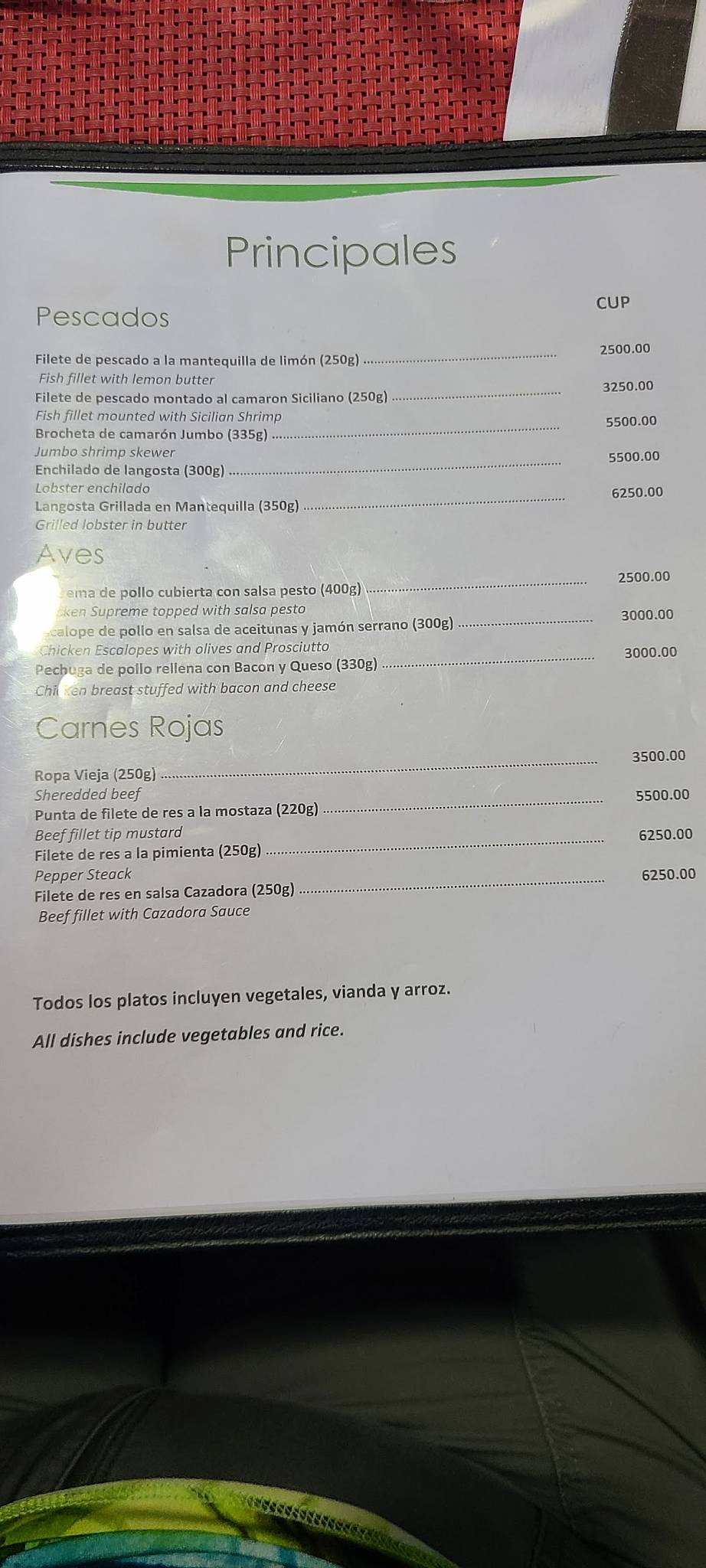 Menu at Don Alex restaurant, Varadero, Calle 31 N° 106 e/1ra y 3ra Ave