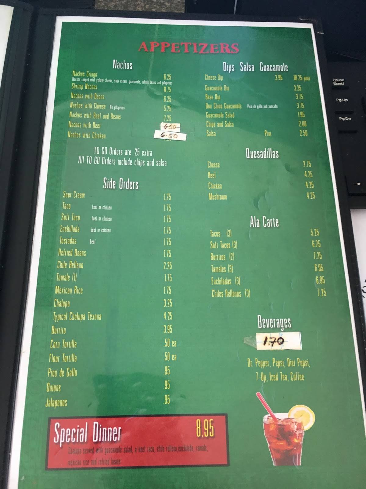 Menu at Don Chico Mexican Restaurant, Fort Payne