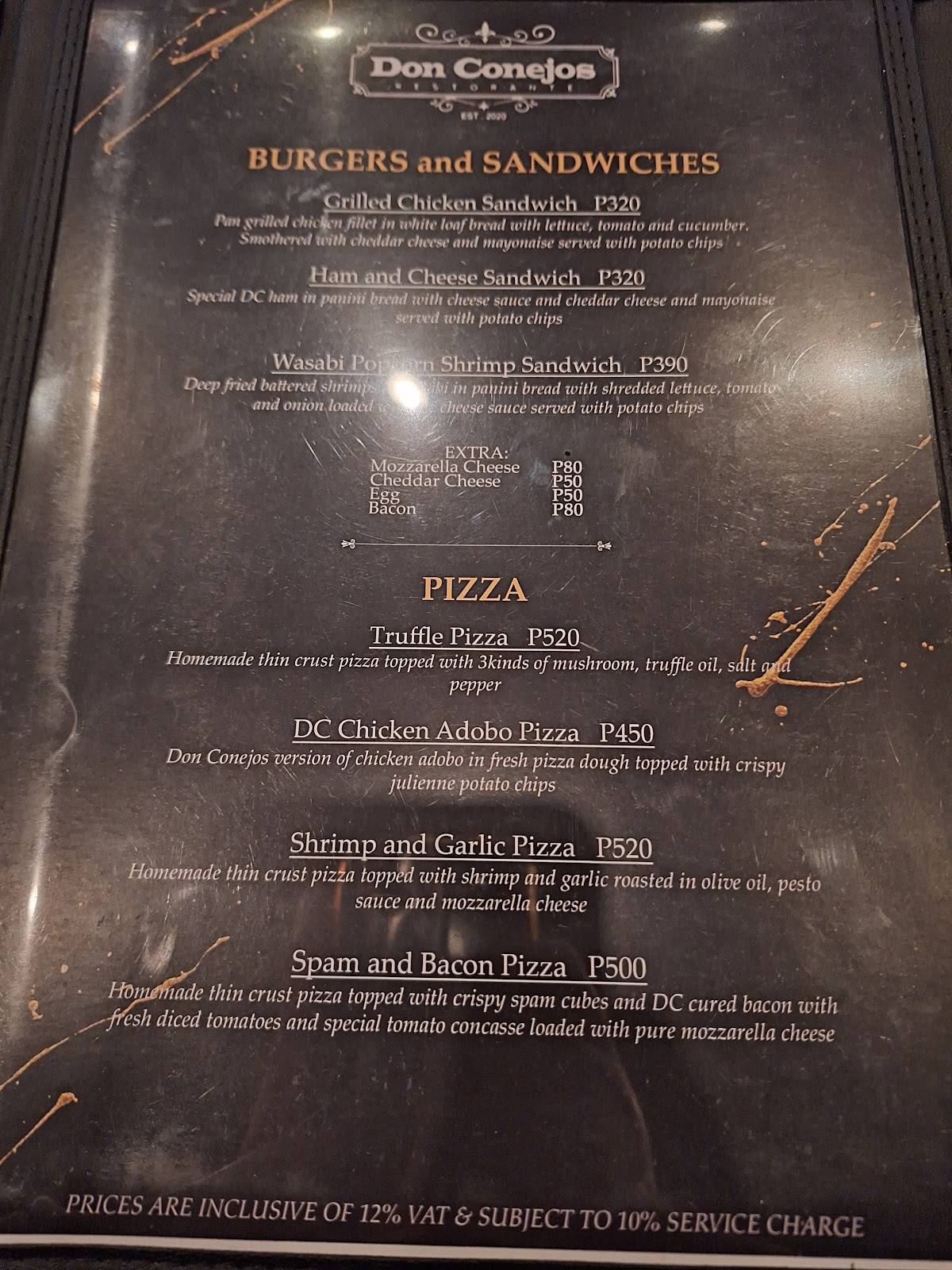 Menu at Don Conejos Restorante restaurant, Quezon City