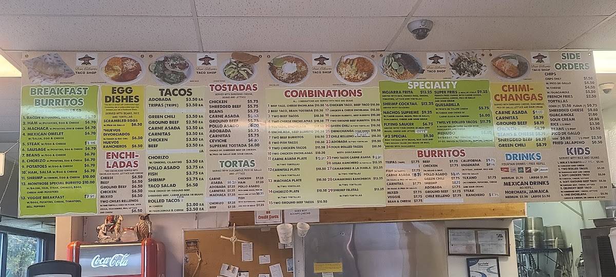 Menu at Don Gilberto Mexican Food restaurant, Montrose, S Townsend Ave ...