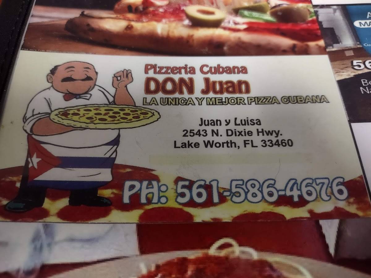 Menu at Don Juan Pizzeria Cubana, Lake Worth