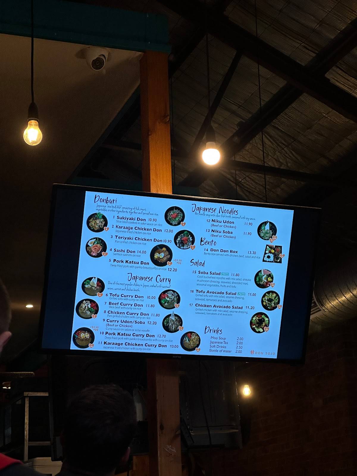 Menu at Don Tojo restaurant, Melbourne, 164 Cardigan St