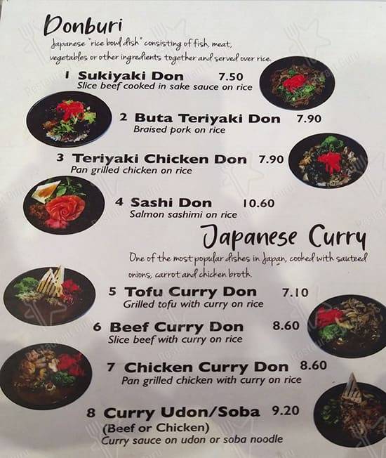 Menu at Don Tojo restaurant, Melbourne, 164 Cardigan St