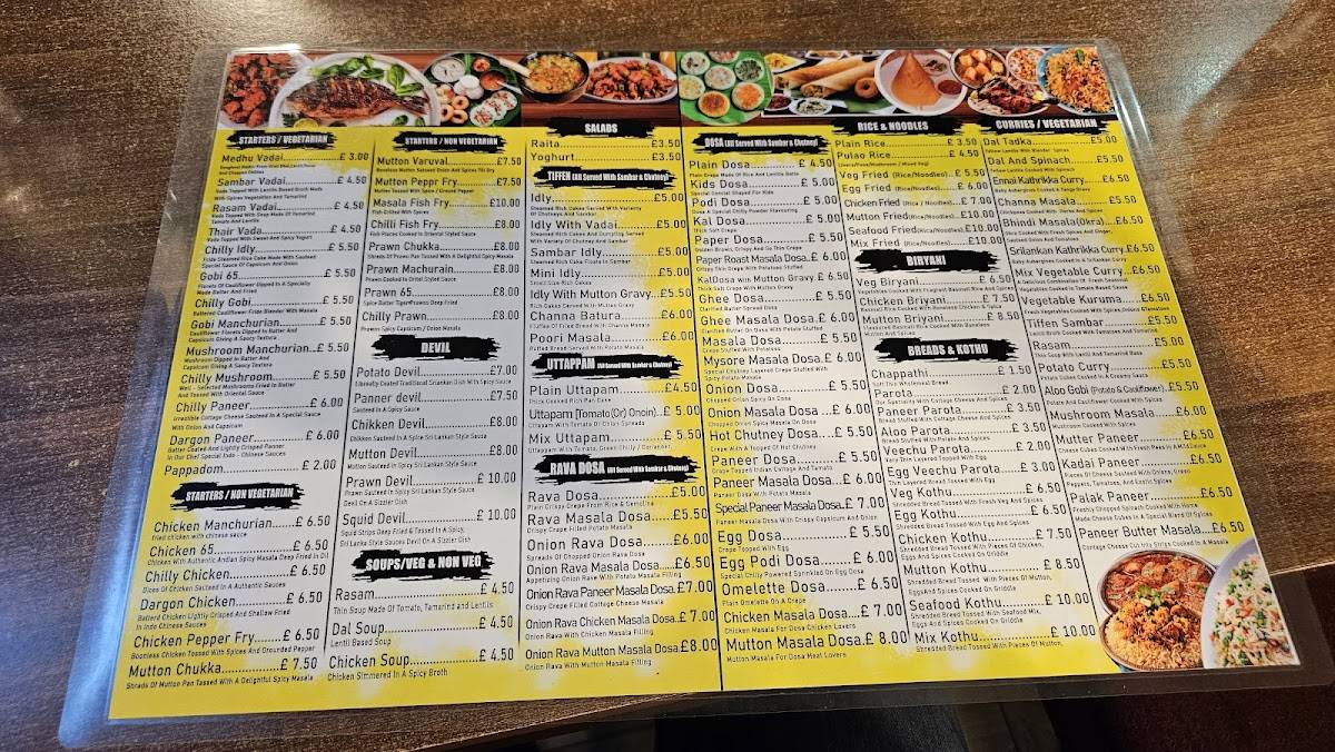 Menu at Dosa Village restaurant, Solihull