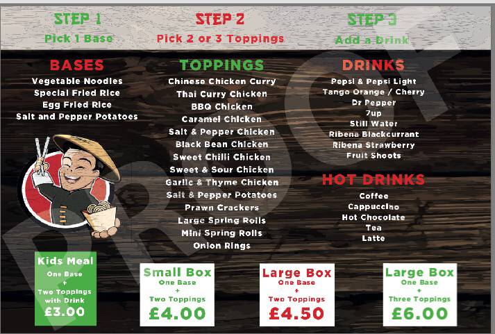 Menu at Double Dragon Noodle Bar, King's Lynn