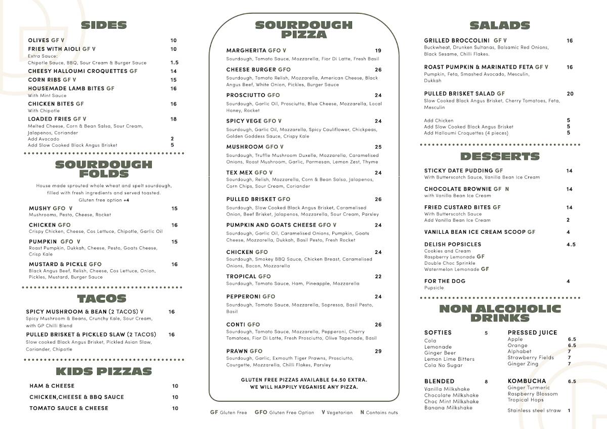 Menu at General Public Food Co, Doubleview