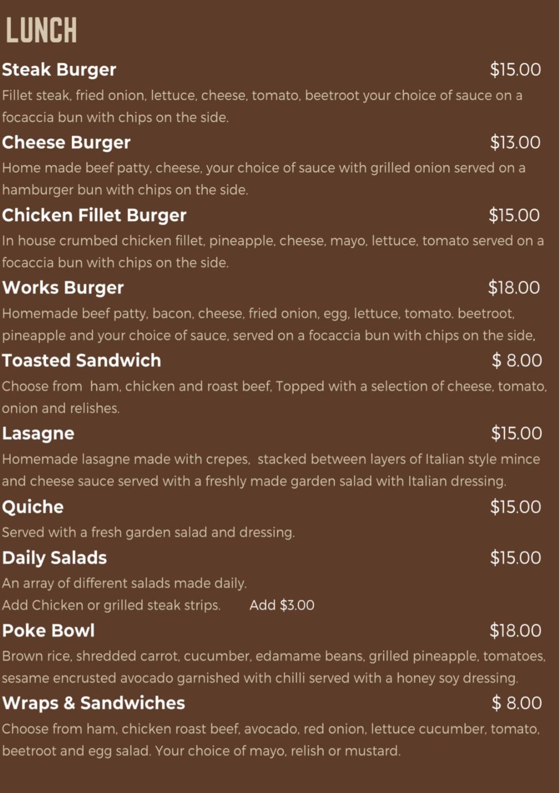 Menu at Doyle’s Since 1998 cafe, Winton