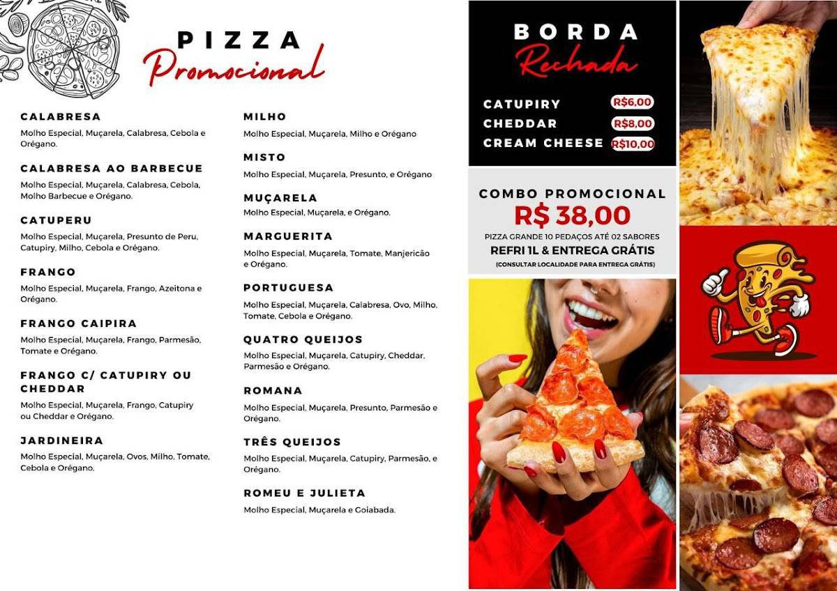 Menu at Dr. Pizza restaurant, São Cristóvão