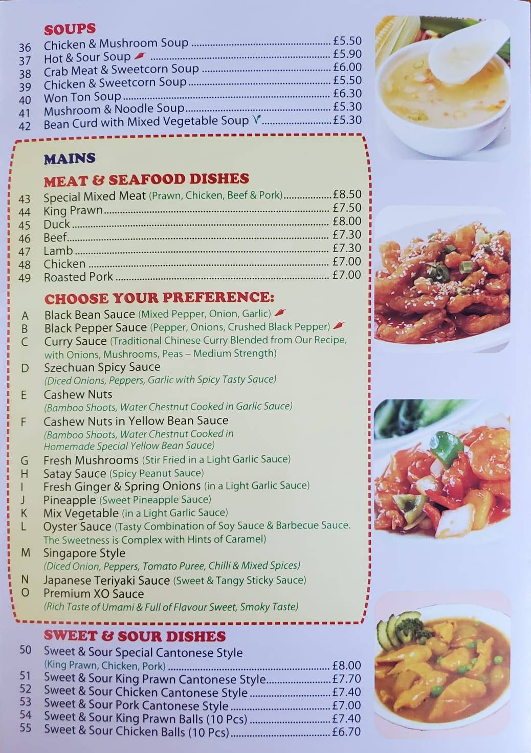 Menu at Dragon Inn Chinese Restaurant, Swanage