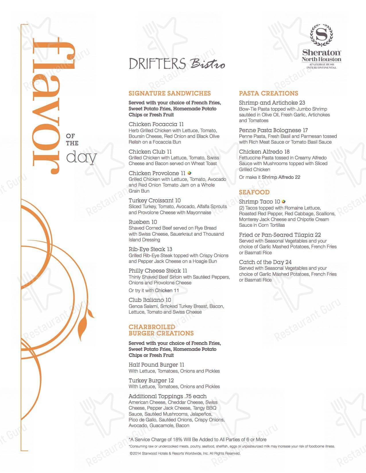 Menu at Drifters Bistro pub & bar, Houston