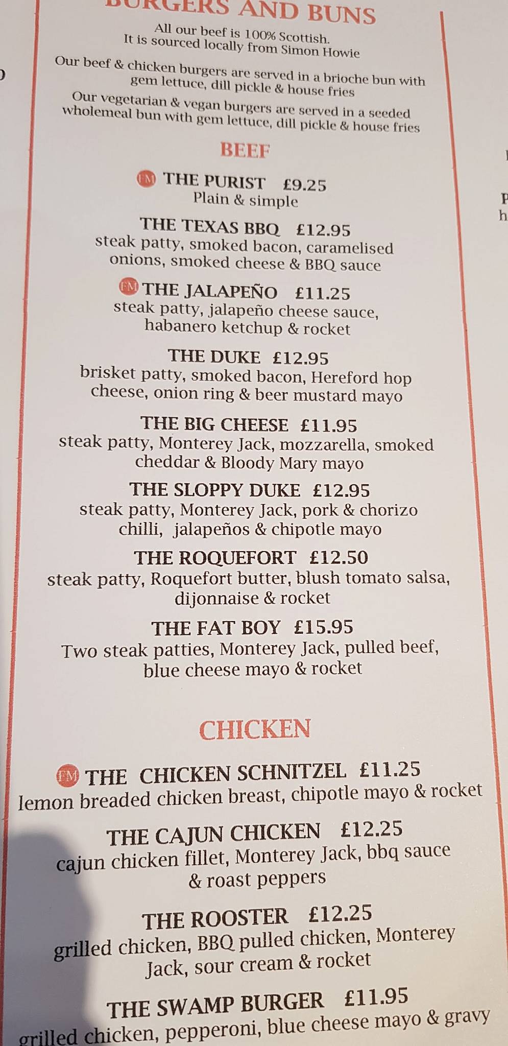 Menu at Duke's Corner pub & bar, Dundee