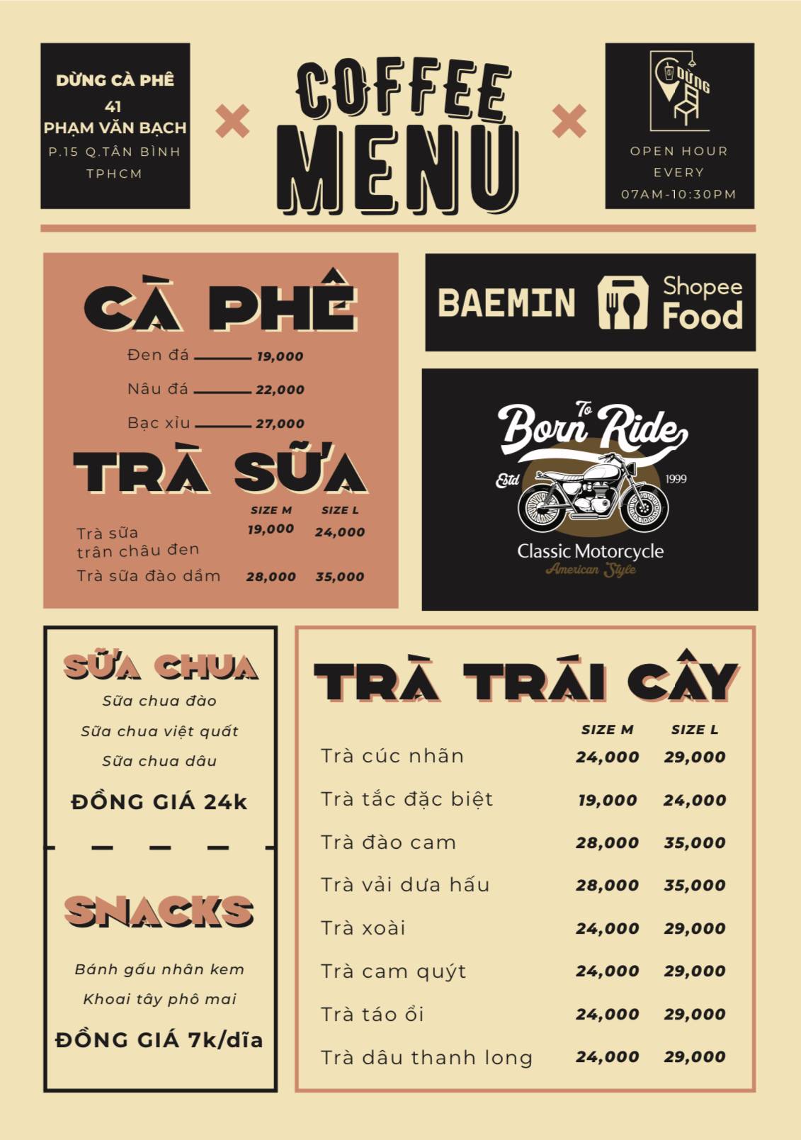 Menu at Dừng Cà Phê, Ho Chi Minh City, 41 Phạm Văn Bạch