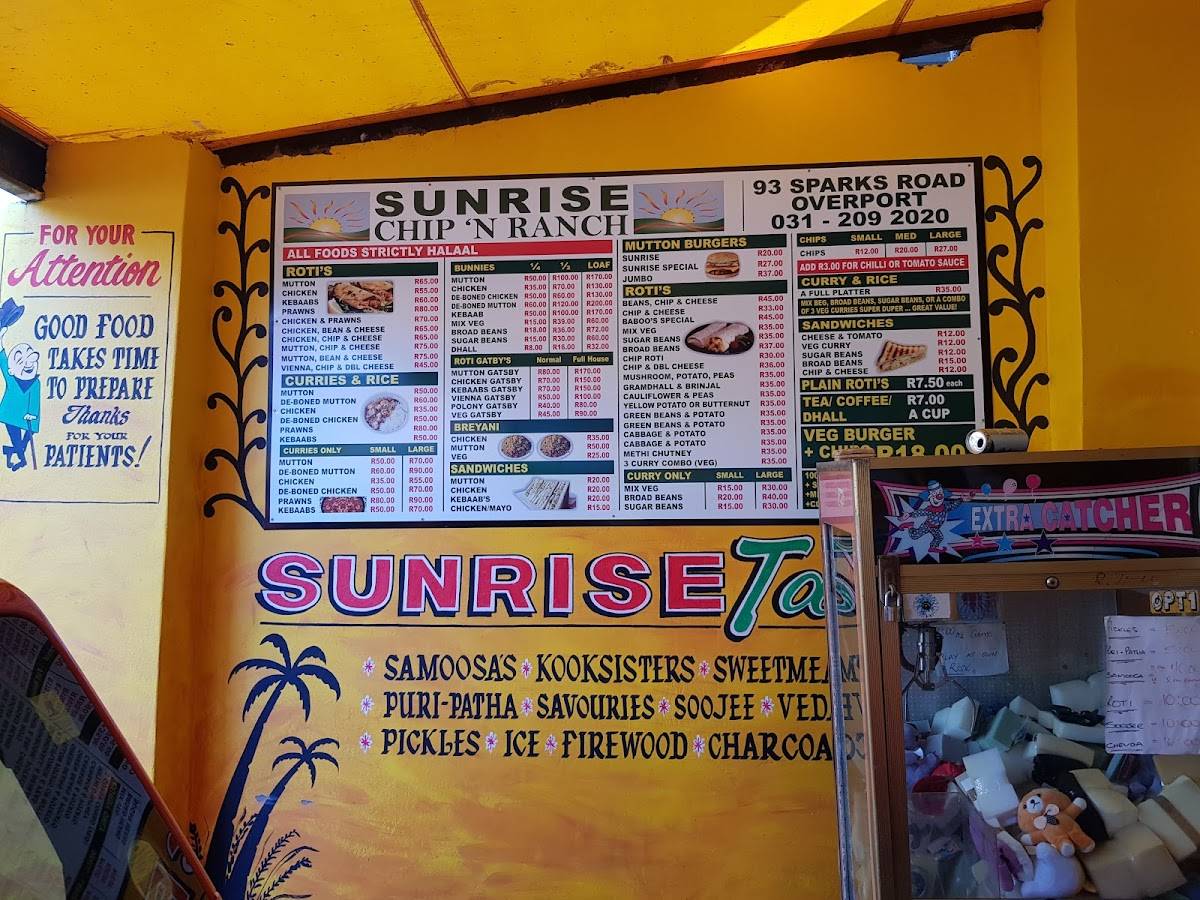 Menu at Sunrise Chip N Ranch, Overport, Durban restaurant, Durban, 93 ...