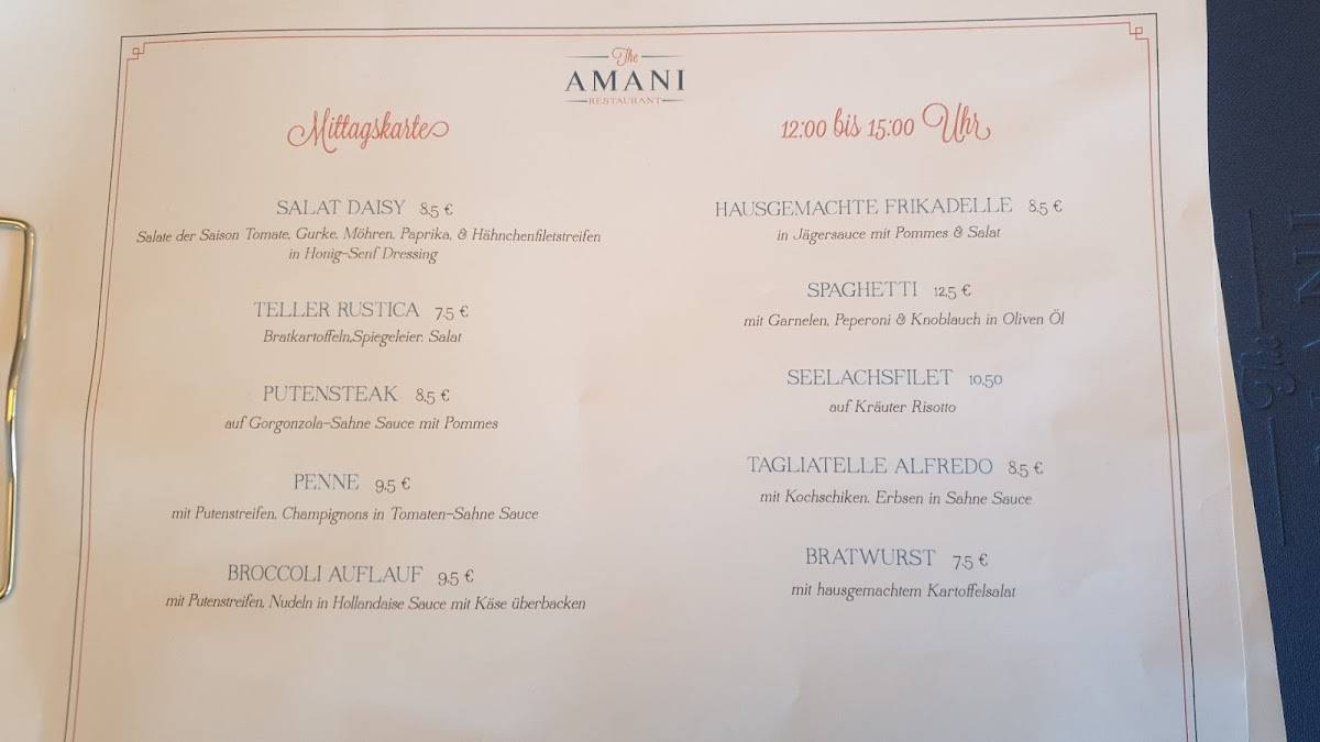 Speisekarte von Casa Amani restaurant, Düsseldorf
