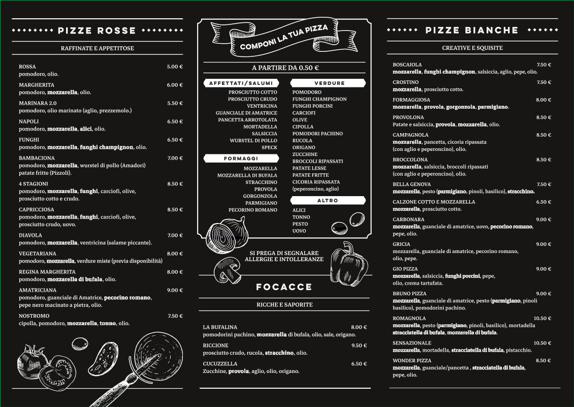 Menu at E Pizza Fu restaurant, Rome