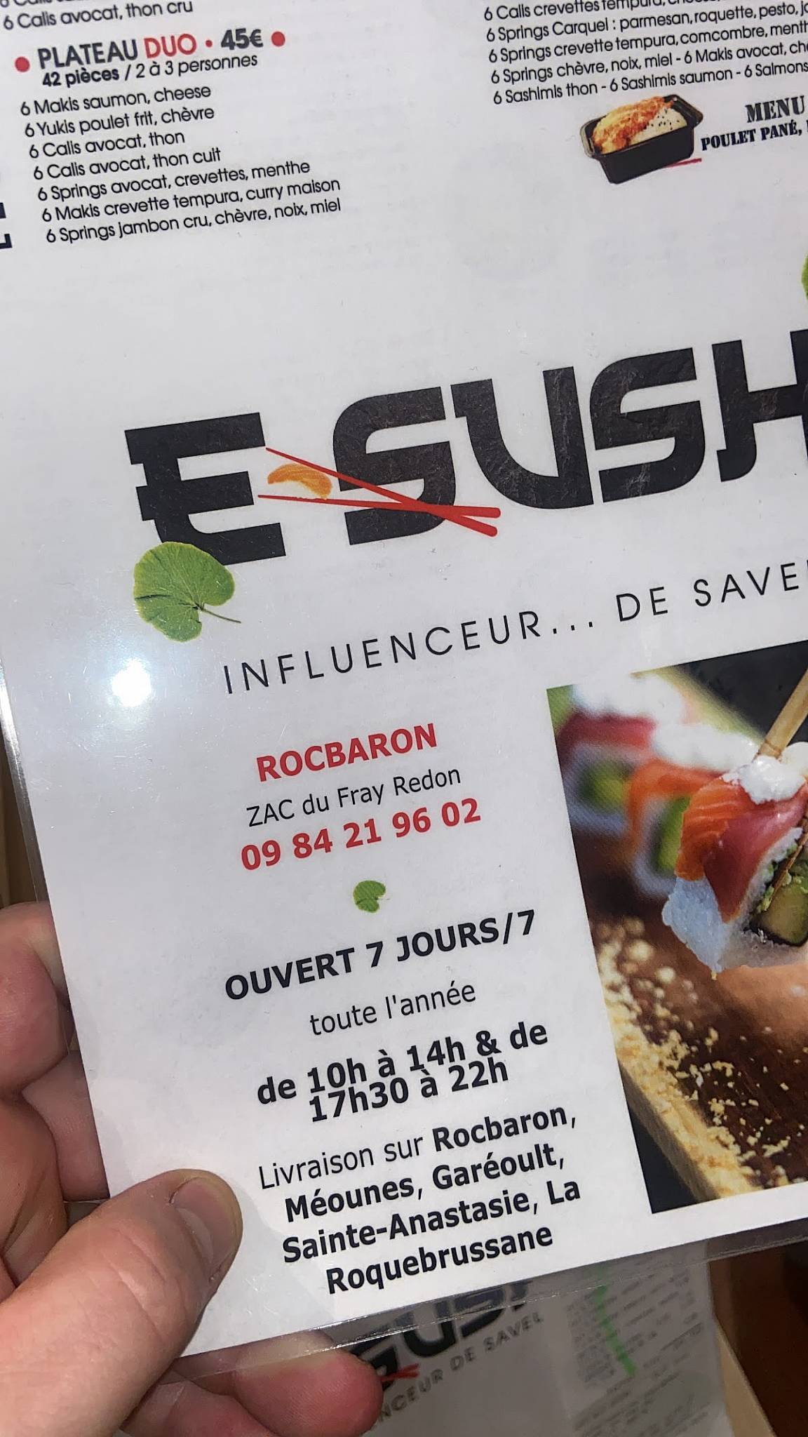 Carta de E Sushi Rocbaron, Rocbaron