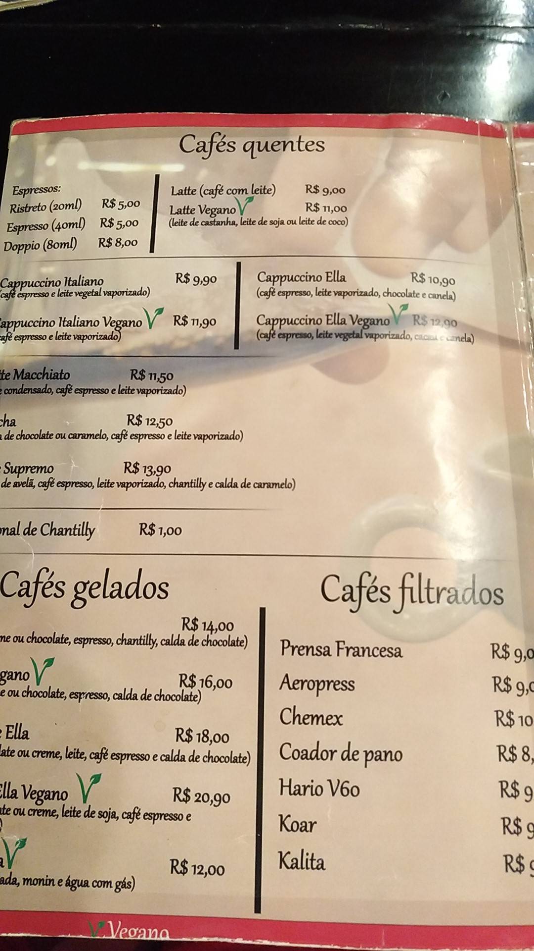 Menu em Ella Café, Recife