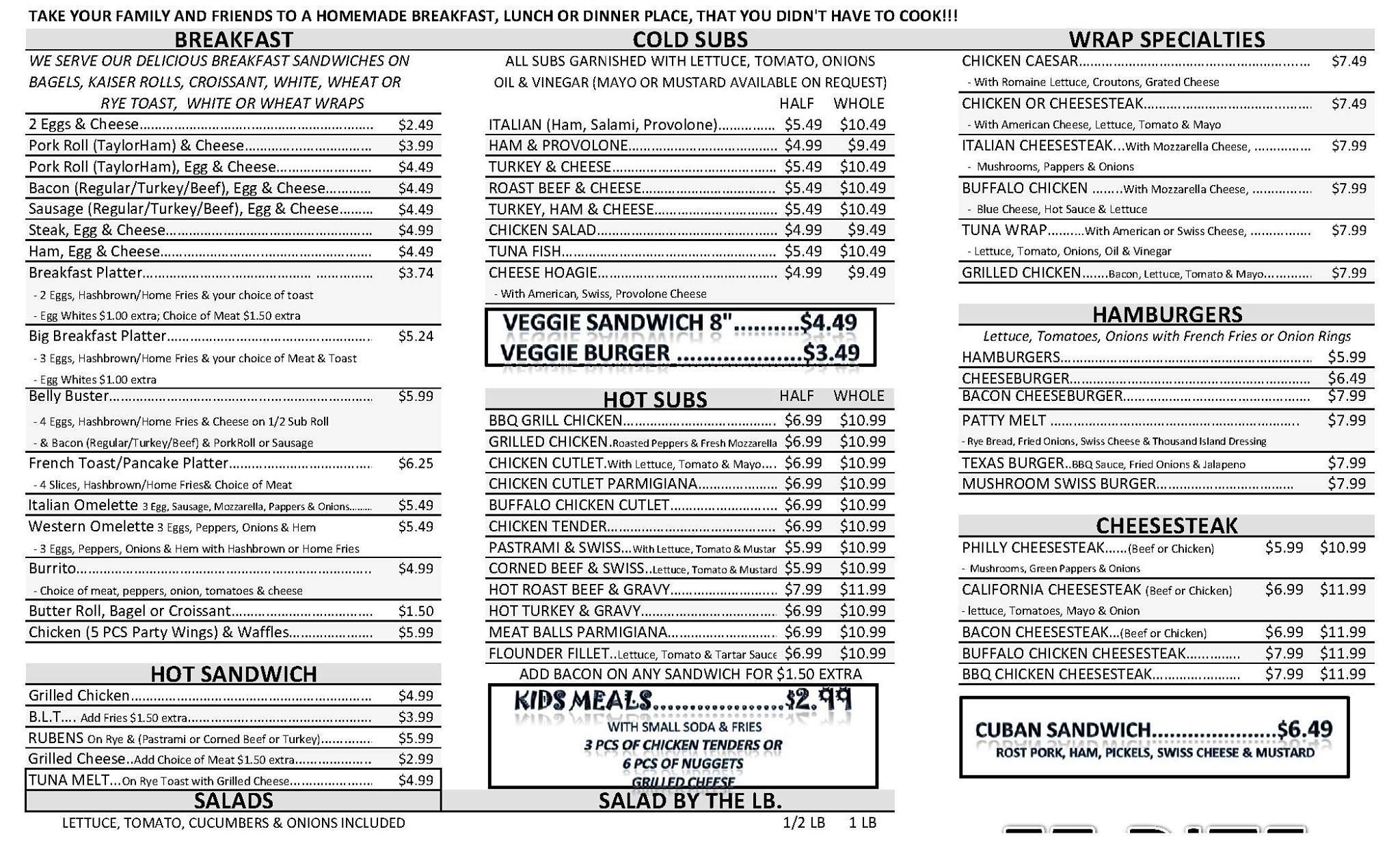 Carta del restaurante EZ BITE DELI & GRILL, Rahway