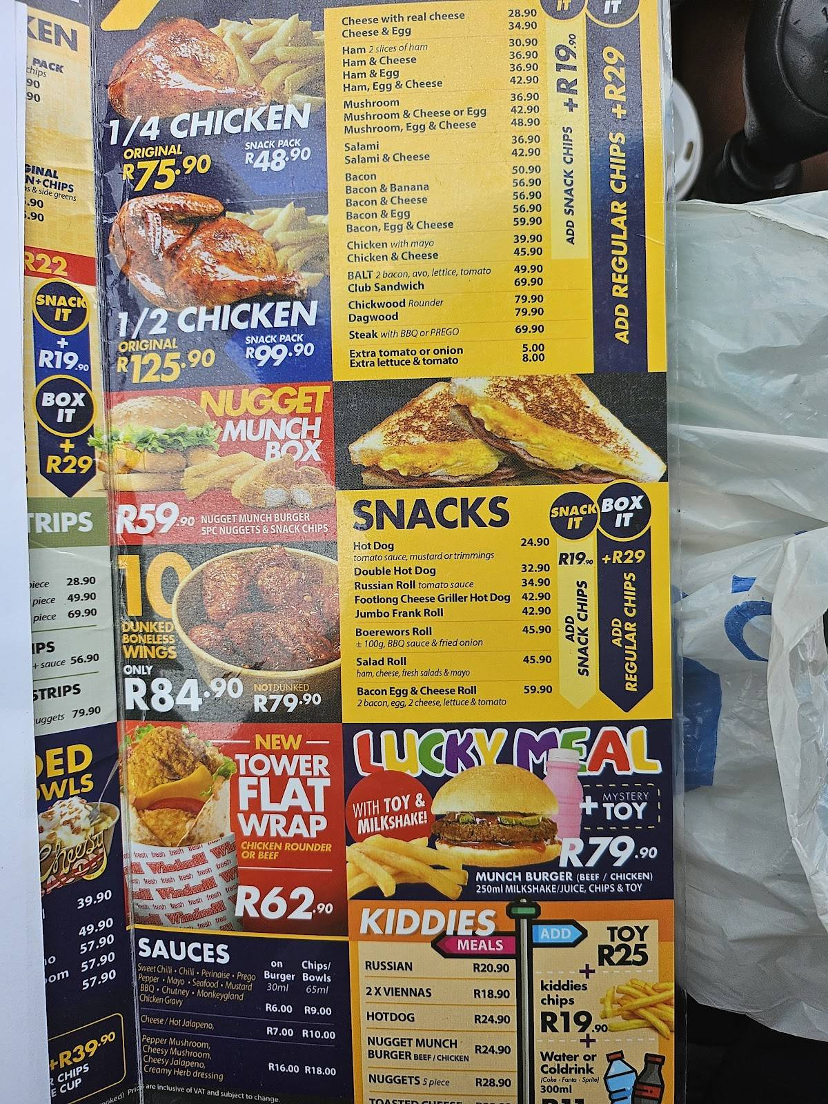 Menu at Windmill Roadhouse restaurant, East London