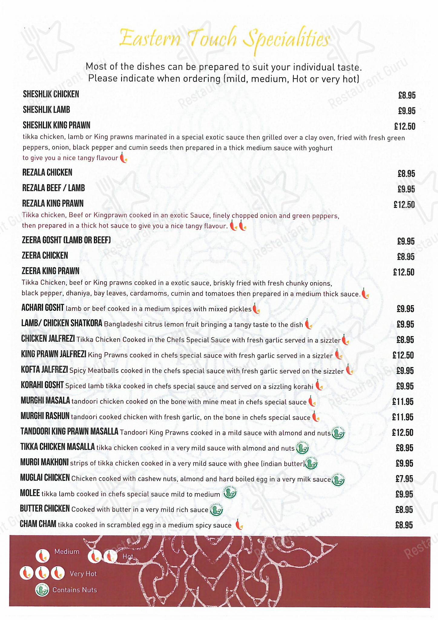 Menu at Eastern Touch restaurant, East Boldon, 2/4 Station Approach