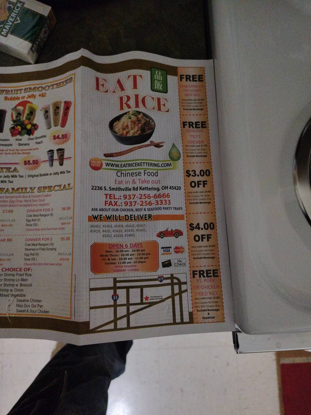 Menu at Eat Rice restaurant, Kettering, Smithville Rd