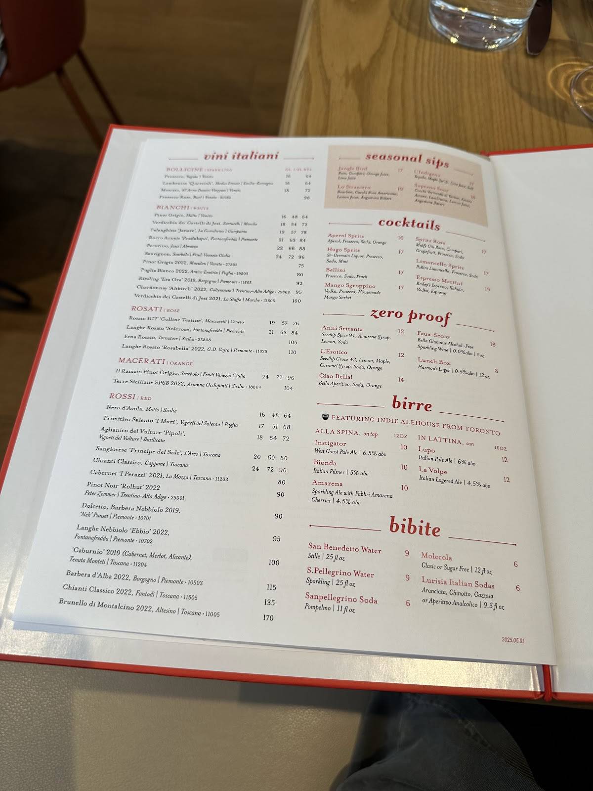 Menu au Eataly Sherway Gardens pizzeria, Toronto