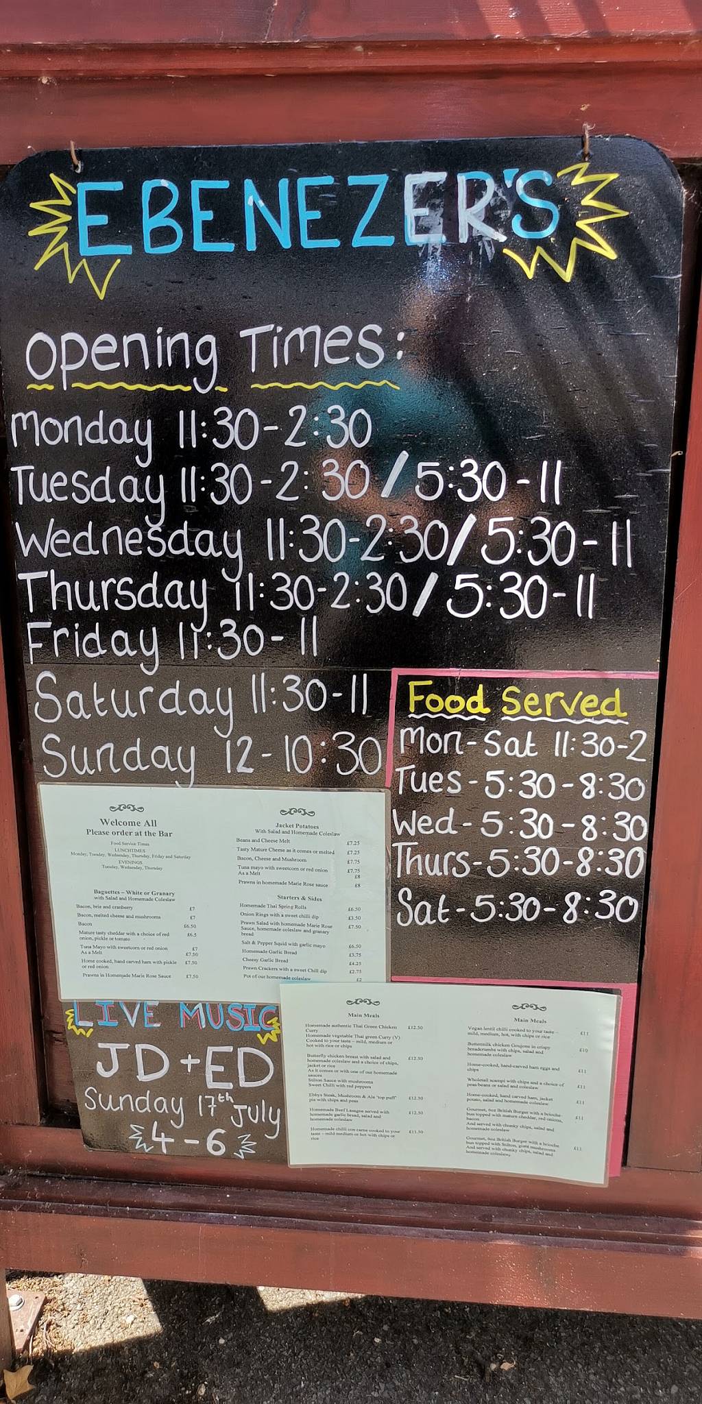 Menu at Ebenezers pub & bar, Southampton, 18a Pylewell Rd