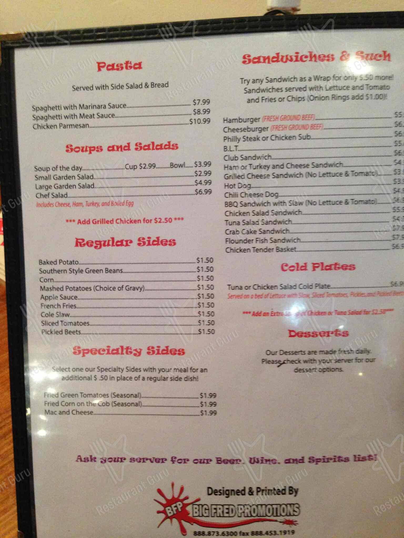Menu at Eggheads Diner restaurant, Gloucester Point