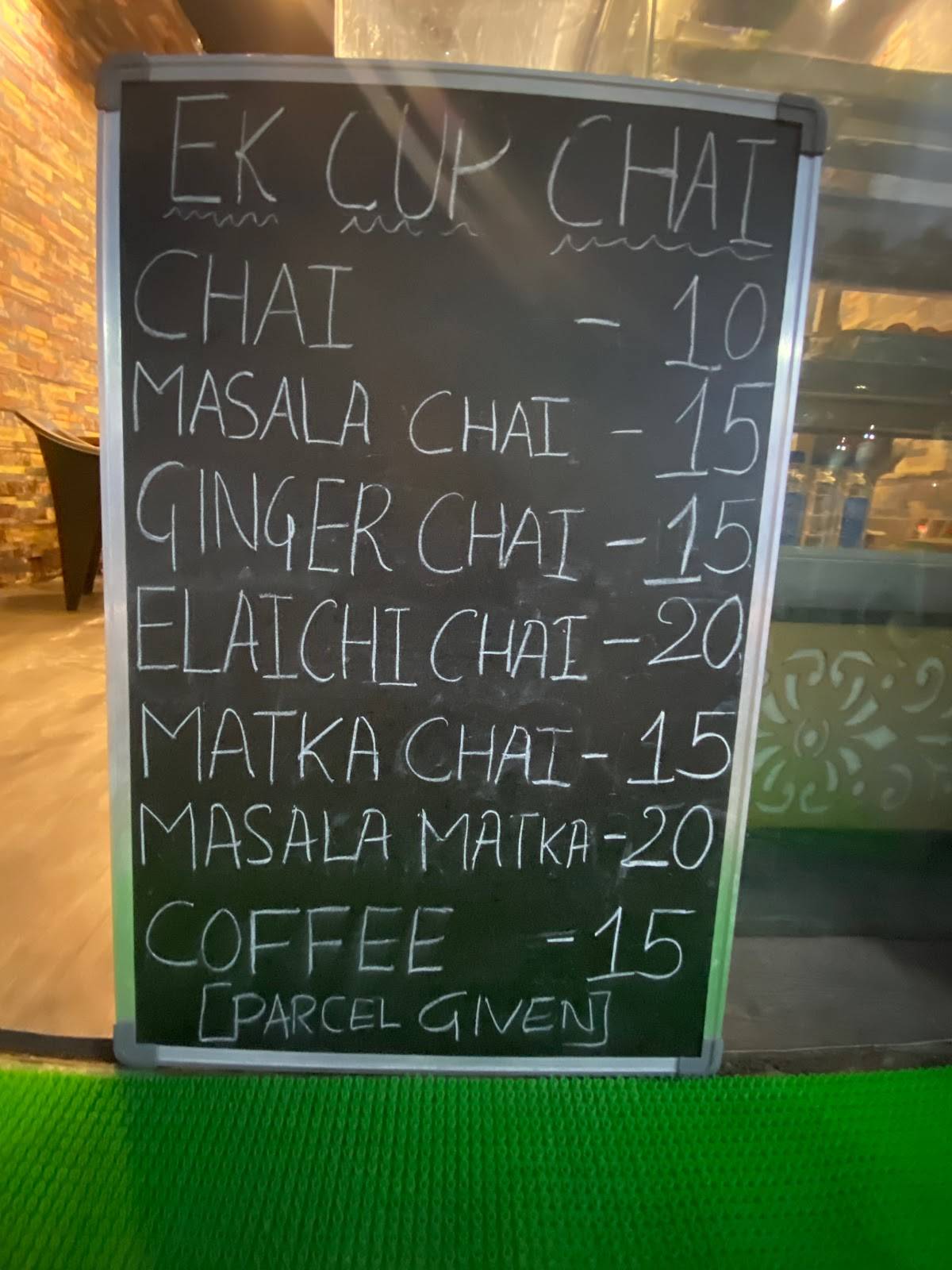 Menu at Ek cup Chai, Hyderabad