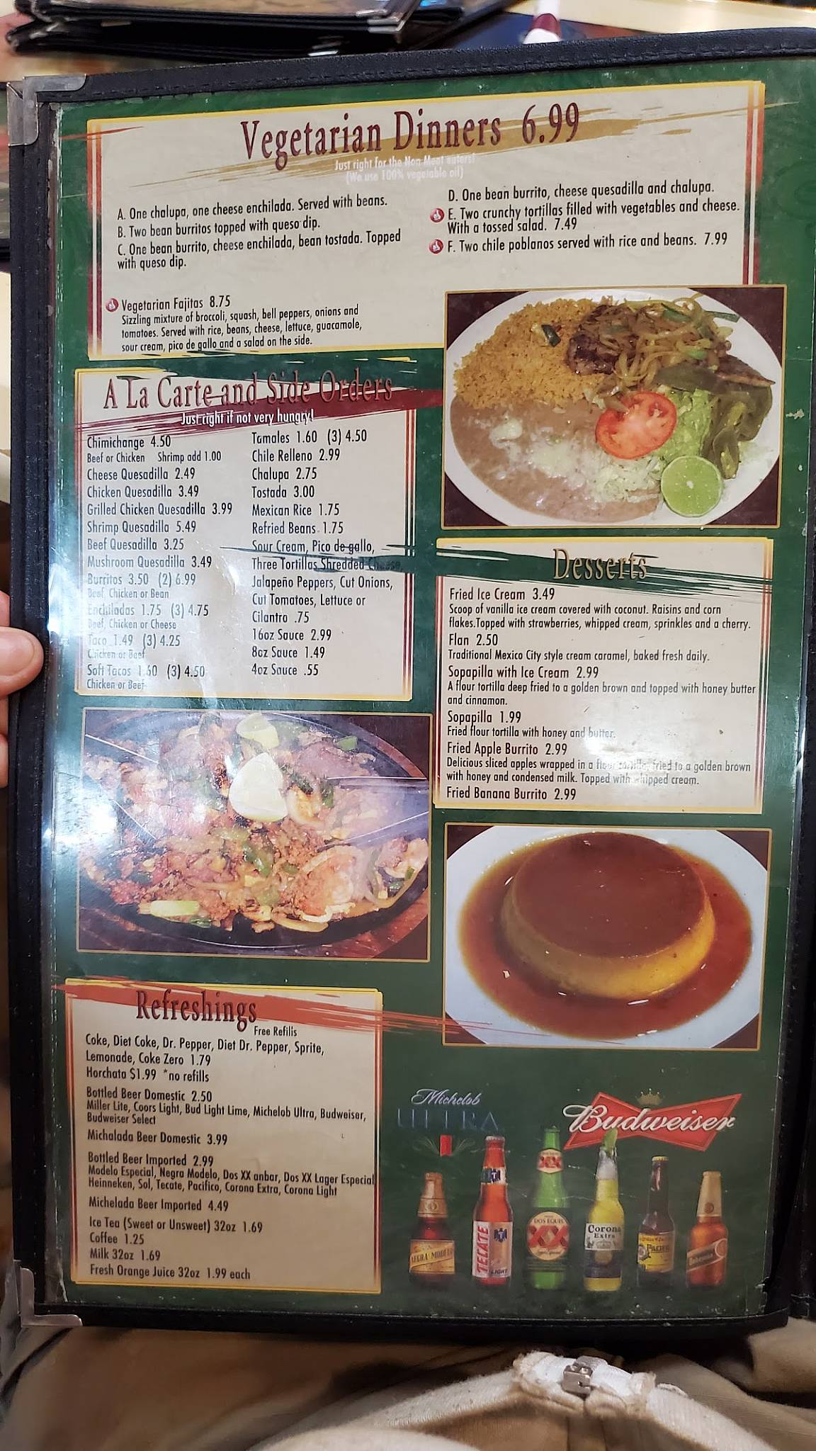 Menu at El Cabrito restaurant, Winona