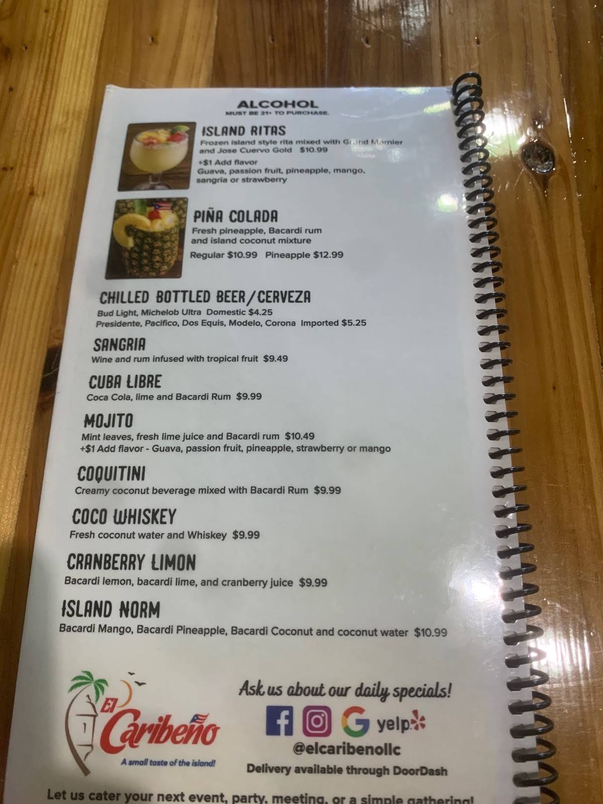 Menu at El Caribeño Puerto Rican Restaurant, Cypress, Fry Rd #100