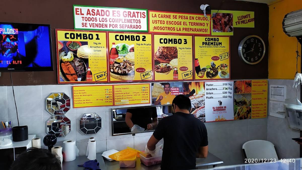 Carta de parrilla El Carnes de Monterrey, Cancún