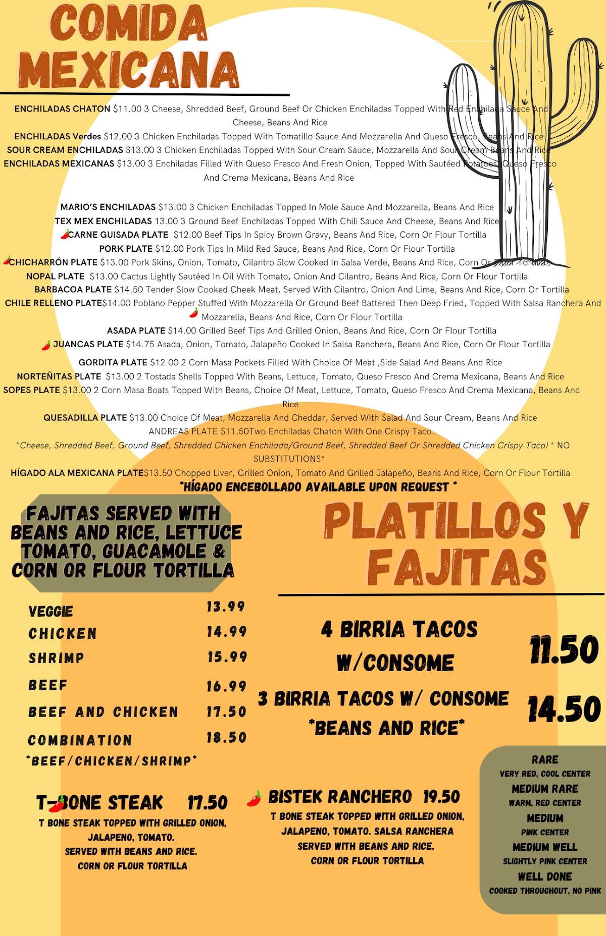 Menu at El Chaton Mexican Restaurant, Wichita Falls, Holliday St