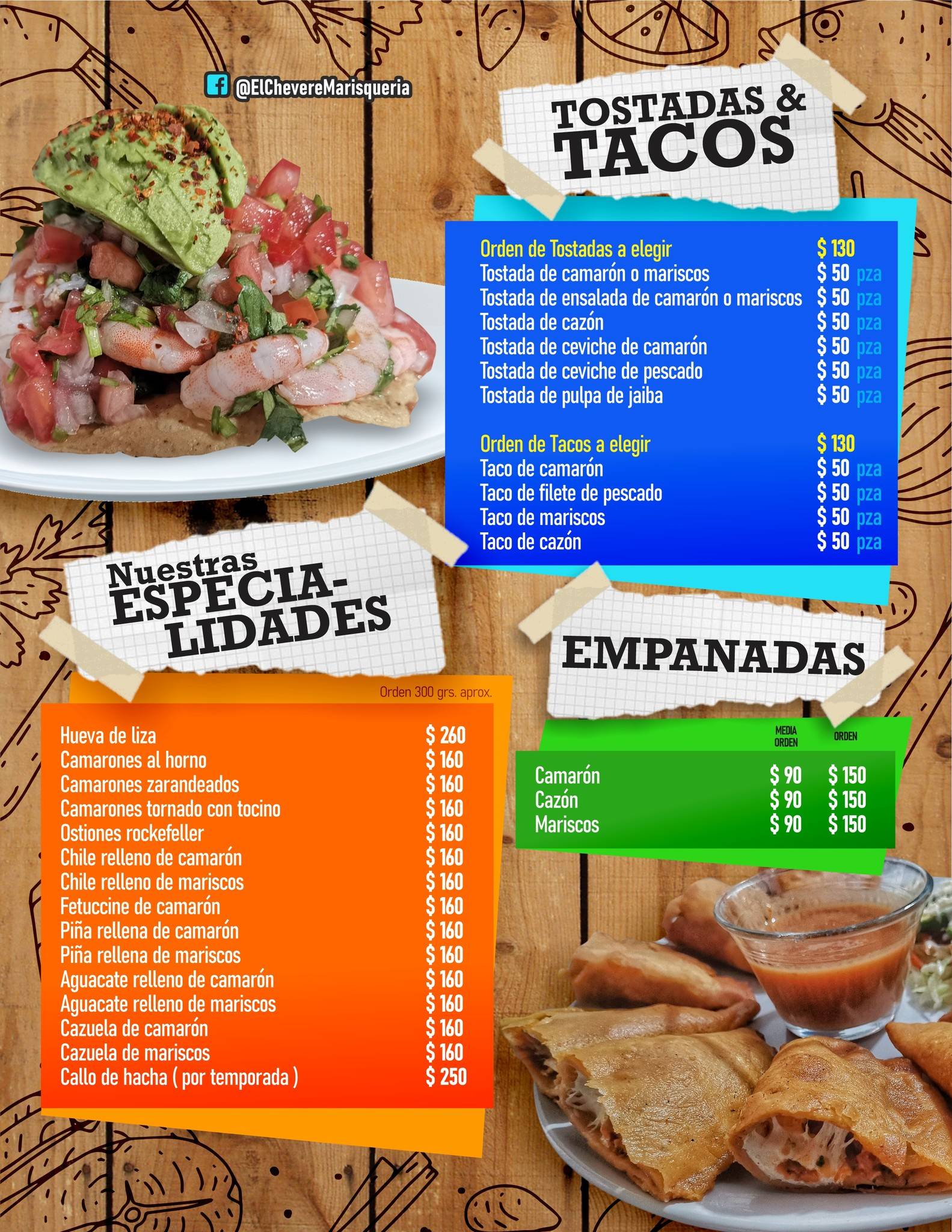 Carta Del Restaurante El Chevere Marisquería Calzada Al Sumidero
