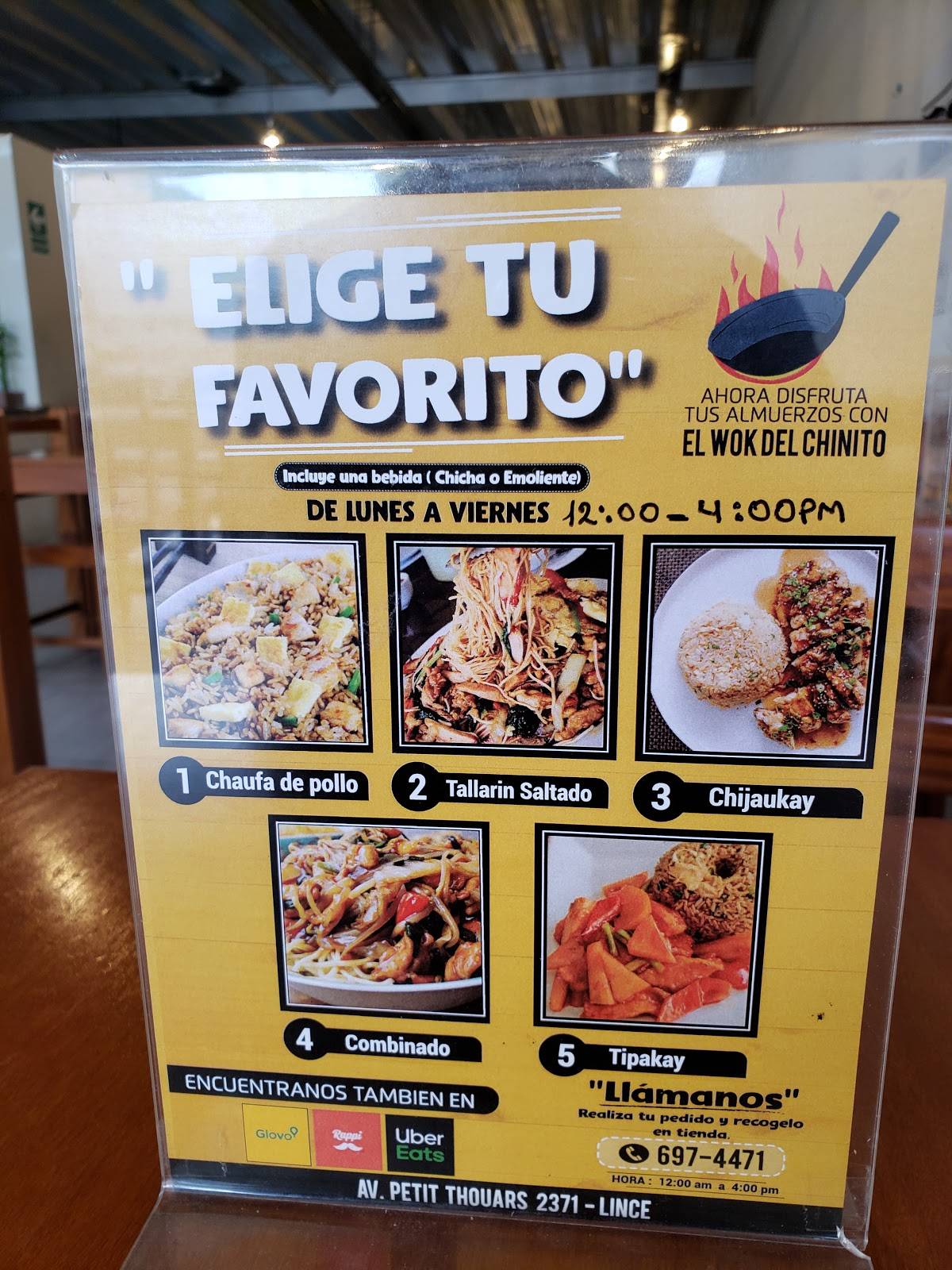 Carta del restaurante El Chinito Sangucheria, Surquillo