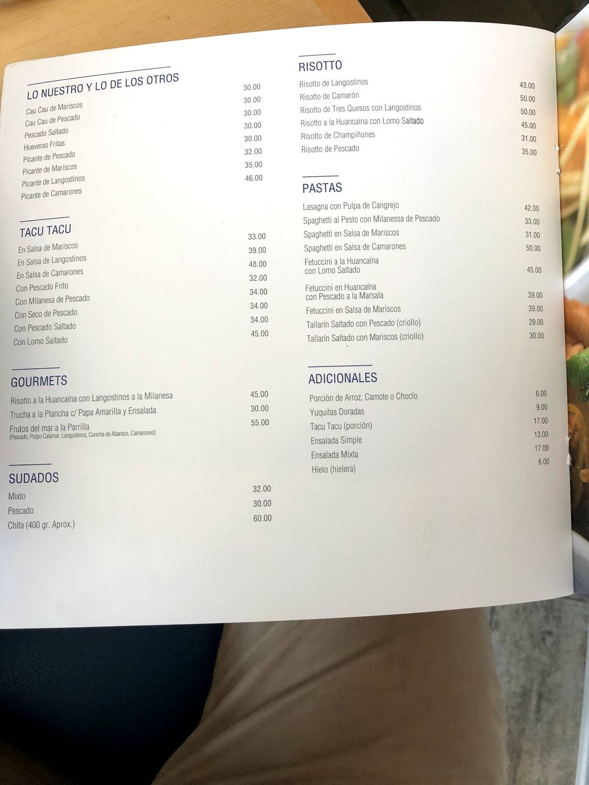 Carta del restaurante El Escondite - Blondet, San Isidro, Calle Armando ...