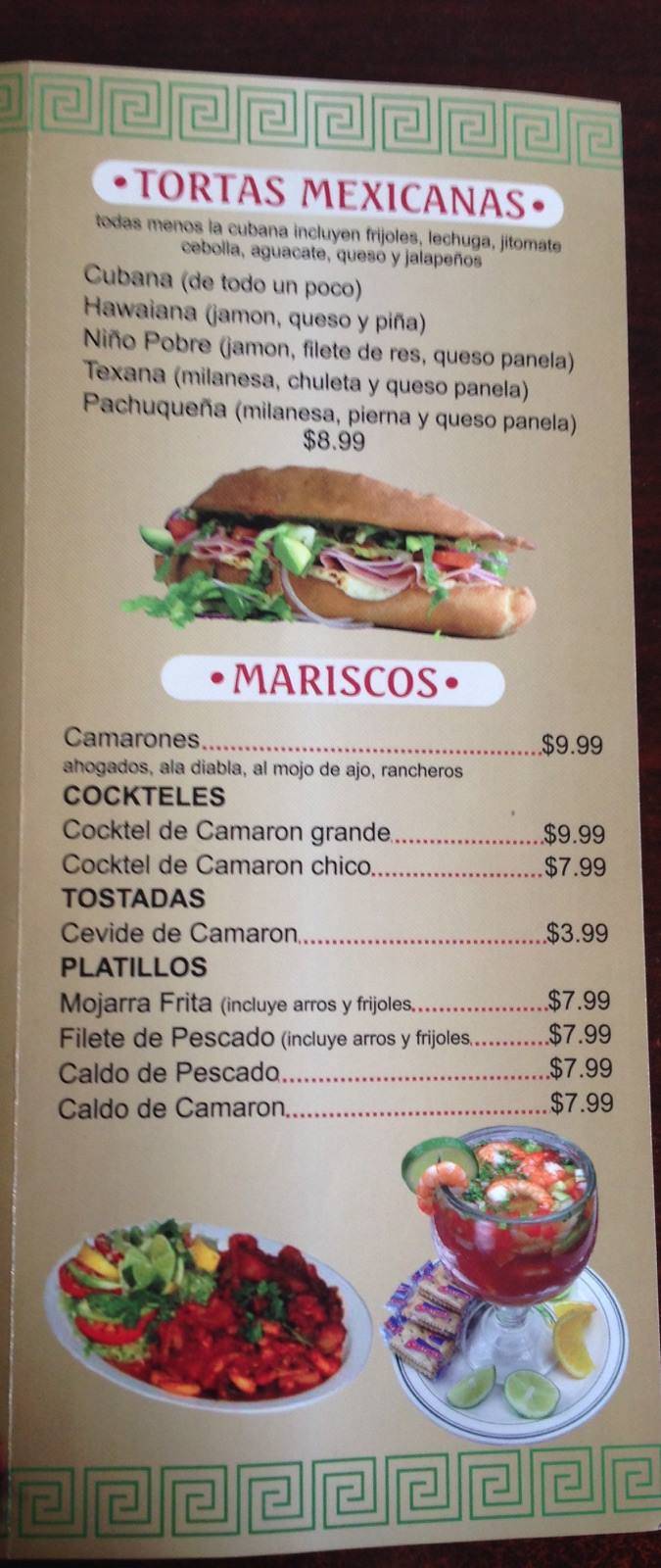 Menu at El Fogon Lamont restaurant, Lamont, Paradise Rd
