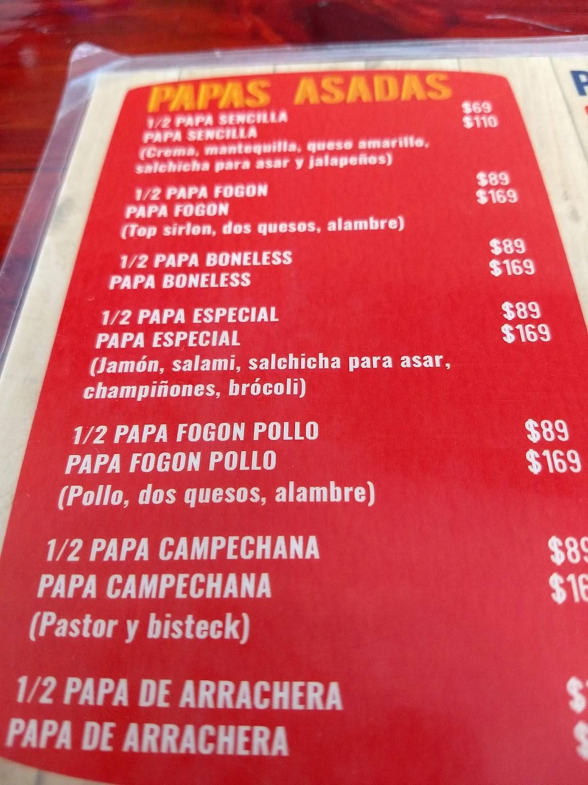Menu at El Fogon... restaurant, Saltillo