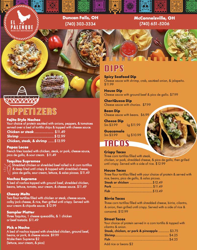 Menu at El Palenque Mexican Restaurant, Duncan Falls