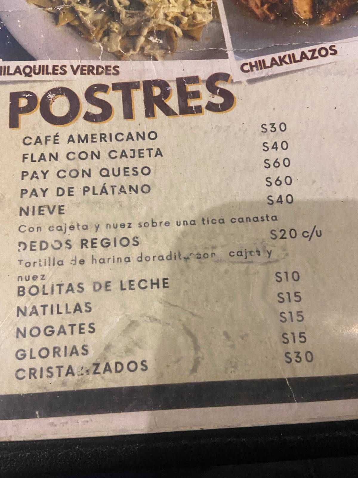 Menu at El Palmito restaurant, Monterrey, Av. Eugenio Garza Sada #3973